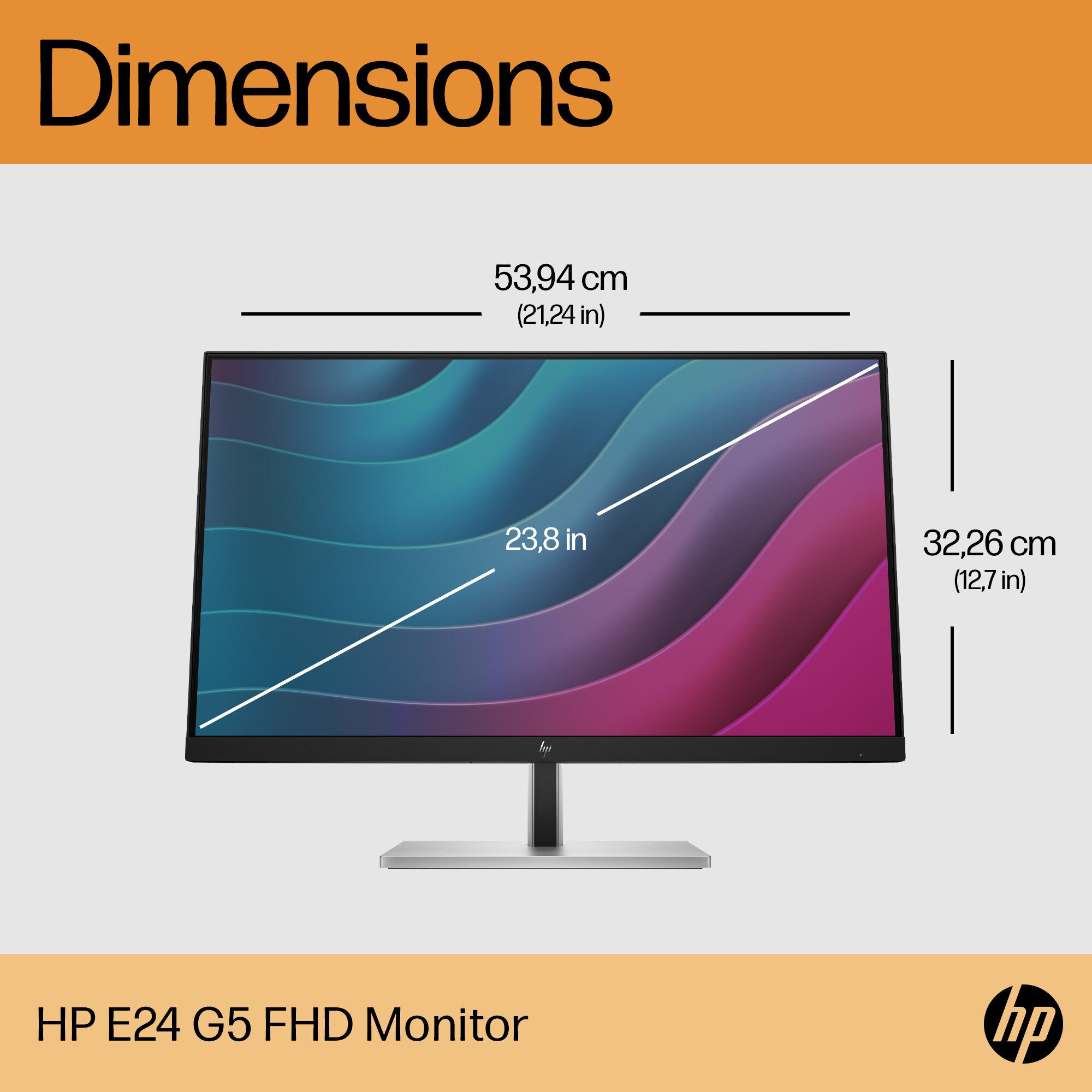 Buy HP 6N6E9AA E-Series E24 G5 23.8 Inch Monitor Full HD LED Silver ...
