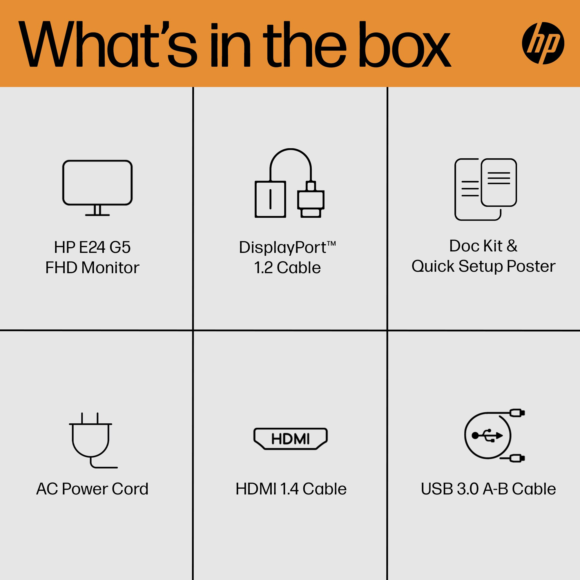 Buy HP 6N6E9AA E-Series E24 G5 23.8 Inch Monitor Full HD LED Silver ...