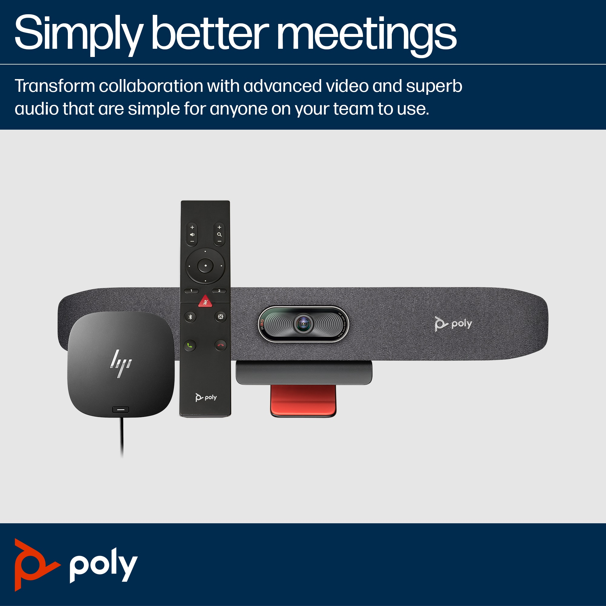 Buy Poly 9U3U0AA Studio R30 USB Video Bar and BT Remote | Comms Express