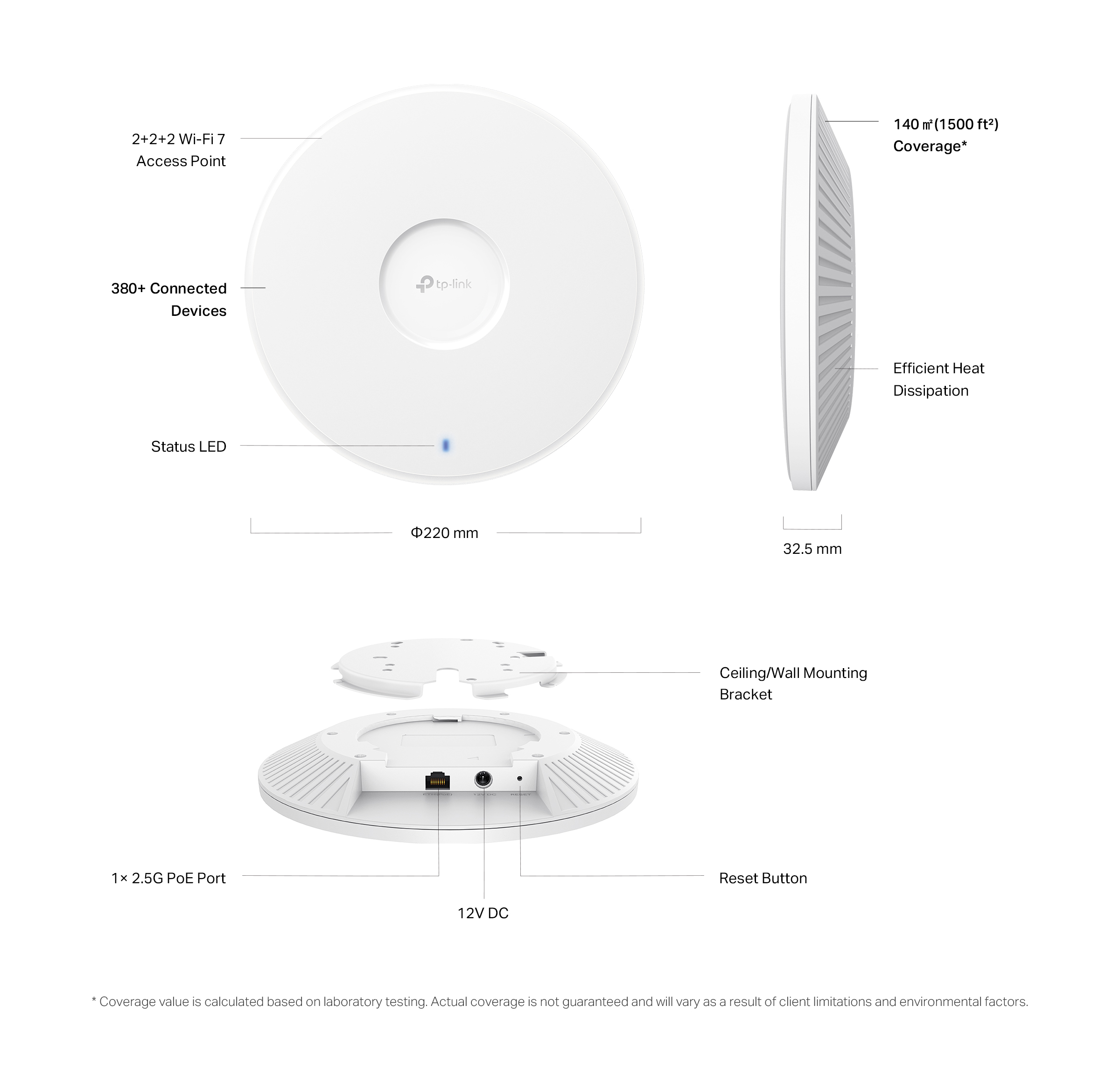 Buy TP-Link EAP772 BE9300 Ceiling Mount Tri-Band Wi-Fi 7 Access Point ...